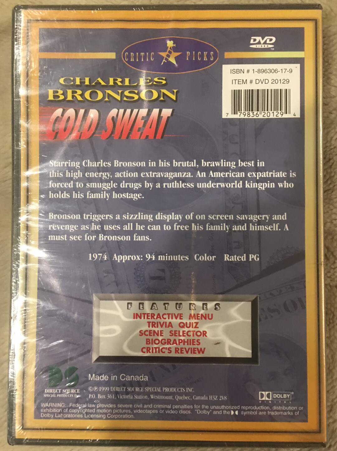 Cold Sweat (DVD 1999) Charles Bronson Luv Ullman James Mason Out Of ...