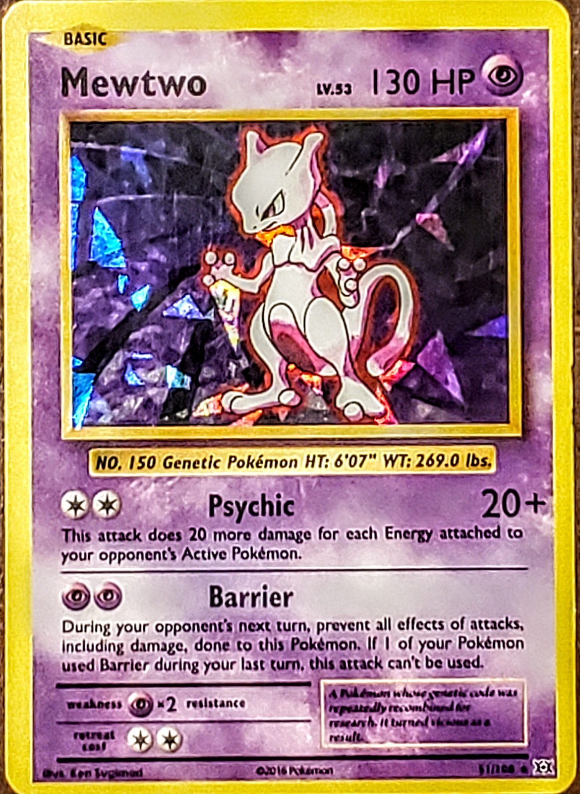 Basic Mewtwo LV.53 130 HP 51/108 2016 Cracked Ice | eBay