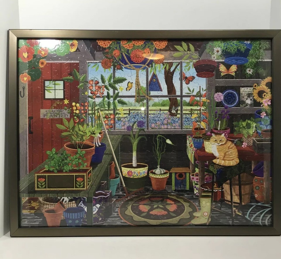 Farmhouse Greenhouse Puzzle Art of Flickenger Framed Completed 25x19in ...