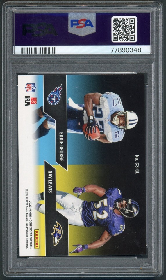 2022 Panini Contenders Eddie George Ray Lewis Titans Ravens CSGL PSA 10 ...