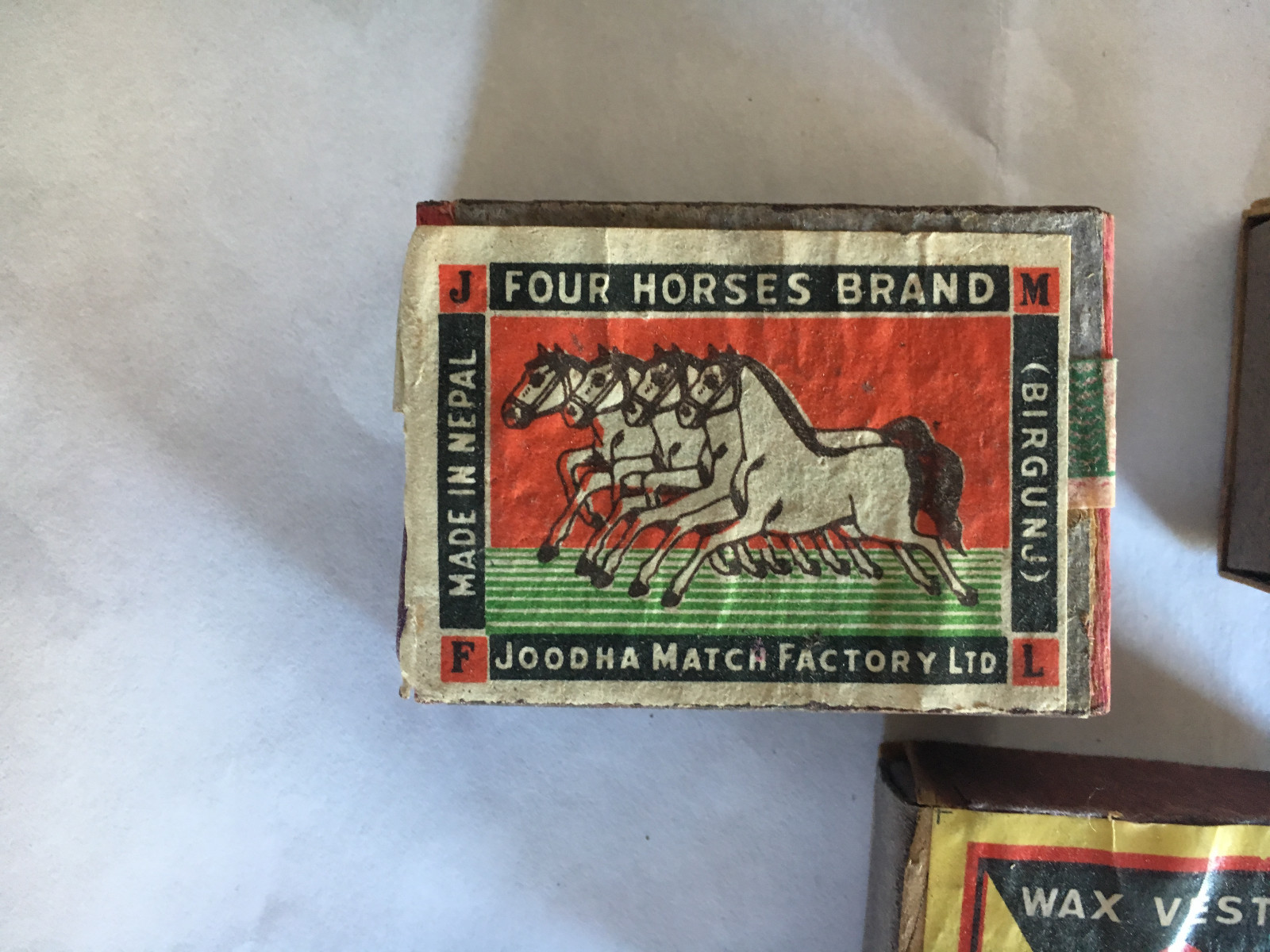 LOT Vintage Matches MatchBox Four Horses Wax Vestas Wimco India Nepal ...