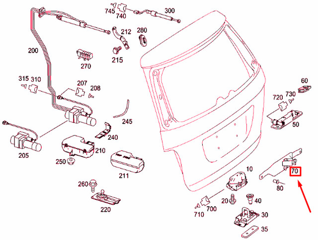 Mercedes-Benz Ml W164 Rear Panel Door Locking Mechanism A1647600108 OEM ...