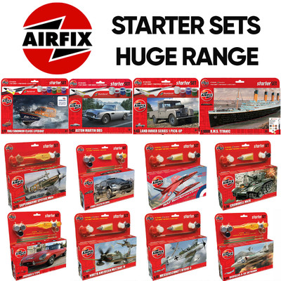 Airfix Model Kit Starter Sets - Cars, Planes, Tanks, Ships w/Paint ...