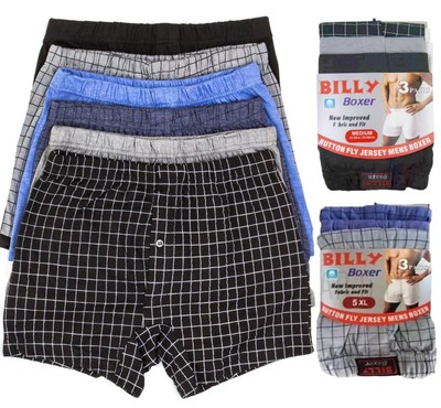 Mens Button Fly Boxer Shorts Cotton Soft Classic Jersey Knit Mens ...