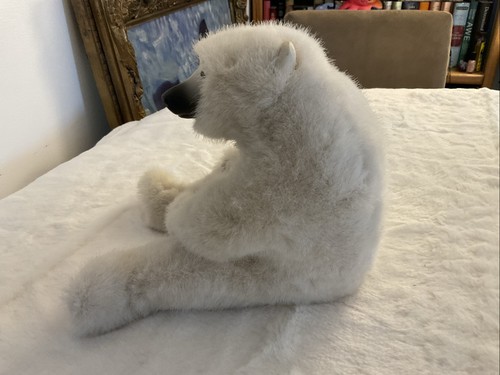 Vintage 11” Ceramic Porcelain Fur White Polar Bear Figurine Artist ...