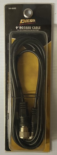 9’ Antenna Cable RG58AU Coax w/ PL259 Connectors Barjan Diesel ...