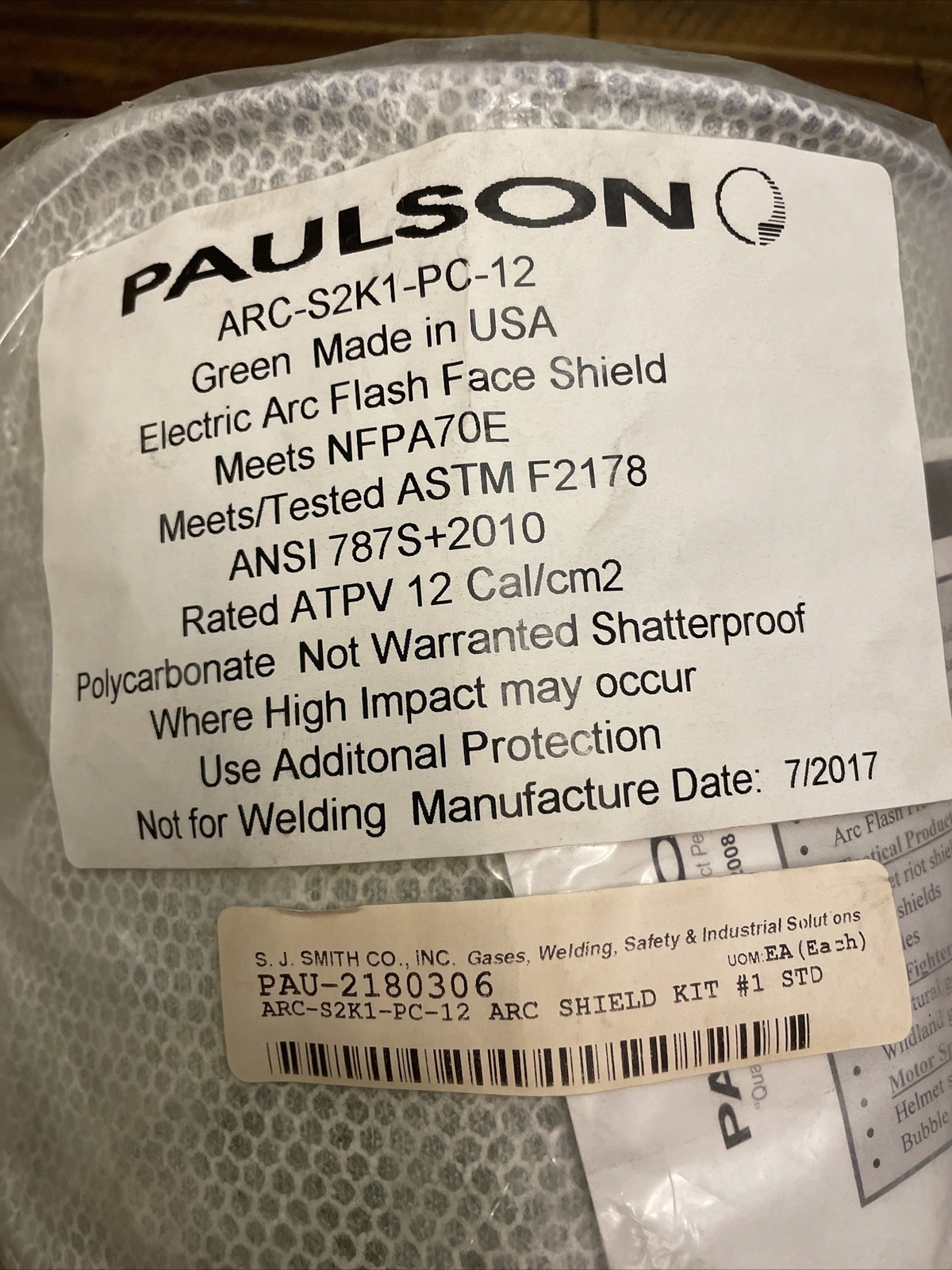 Paulson Electric Arc Flash Face Shield ARC-S2K1-PC-12 & 2 Filter Plates ...