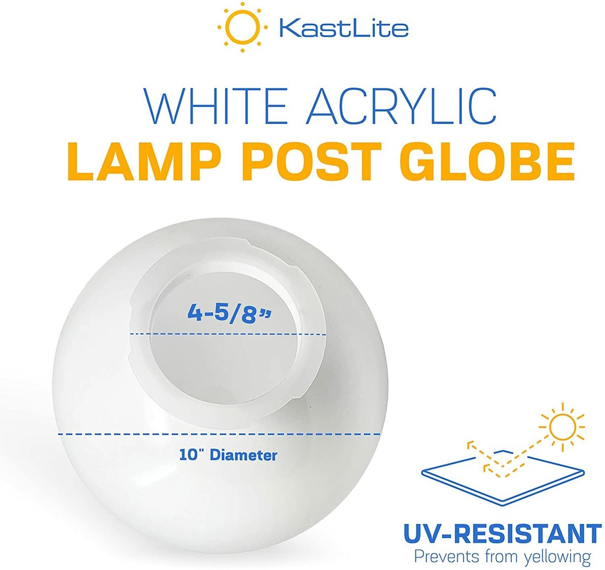 Acrylic Lamp Post Globe White Outdoor Light Globe KastLite 6-Inch White ...