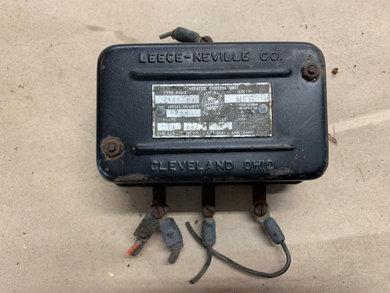 Vintage LEECE-NEVILLE Voltage Regulator 3456 RA 14V 50 AMP Original ...