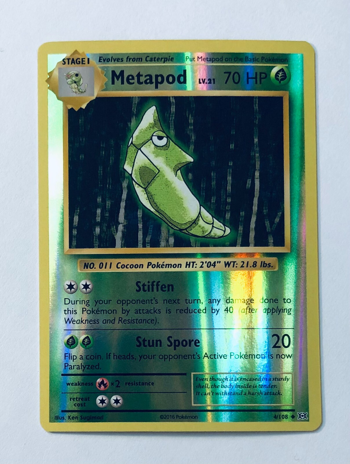 Metapod Reverse Holo Foil 2016 XY Evolutions Set Pokemon Card #4 NM ...
