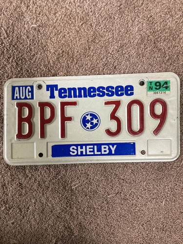 1994 Tennessee License Plate - BPF 309 - Nice! | eBay