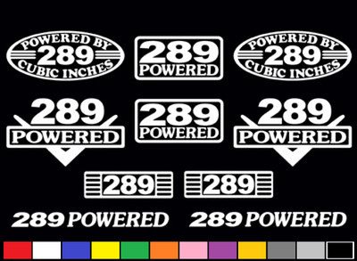 10 DECAL SET 289 CI V8 POWERED ENGINE STICKERS EMBLEM HI-PO GT VINYL ...