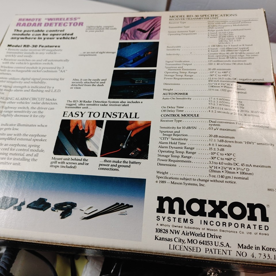 Maxon RD-30 Remote Superheterodyne Radar Detector New Open Box ...