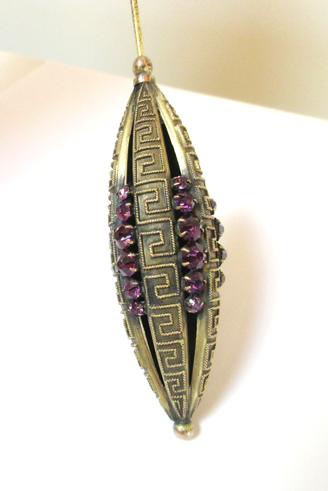 Antique Hatpin Long Amethyst Rhinestones Greek Key | eBay