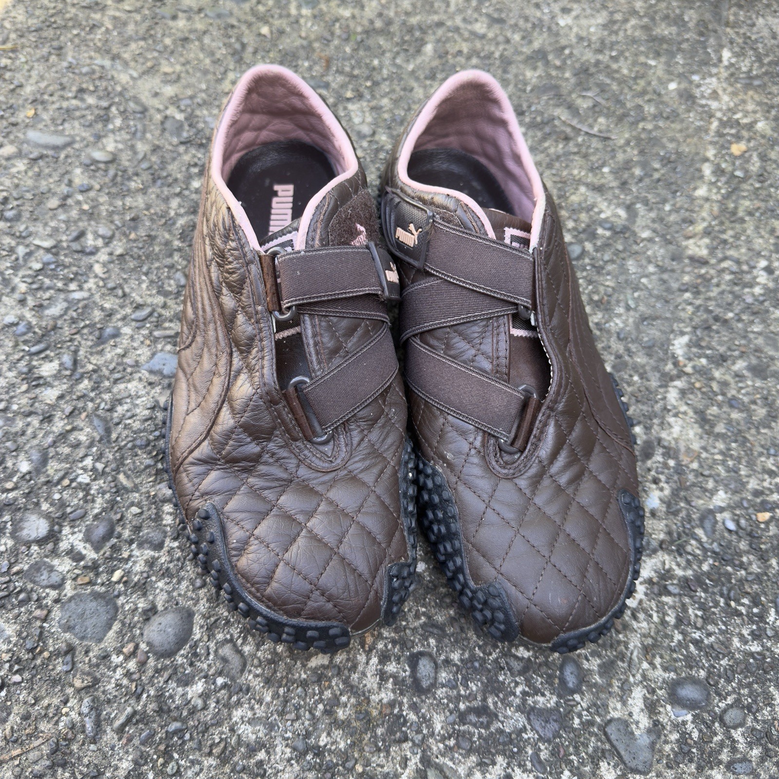 VTG Puma Mostro Quilted Brown Leather Low Sneaker Shoe 8.5W Y2K | eBay