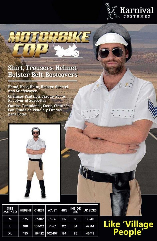 CA236 Mens Motorcycle Motorbike Police Cop Costume YMCA 70s 80s | eBay UK