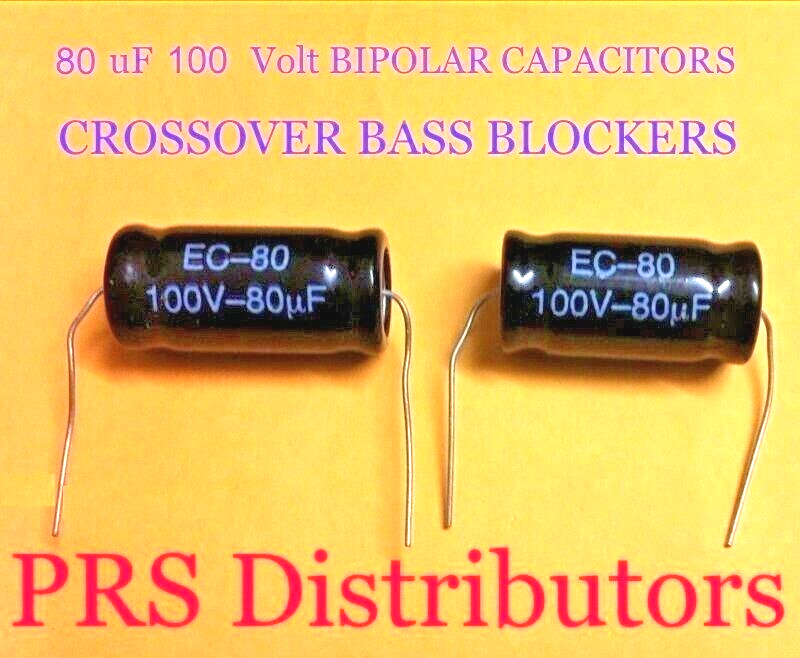 80 uF 100 Volt BIPOLAR CAPACITOR BASS BLOCKER SPEAKER TWEETER CROSSOVER ...