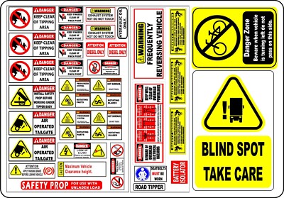 Tipper / Tip Truck TIER 1 COMPLIANT risk assessment safety stickers UV ...