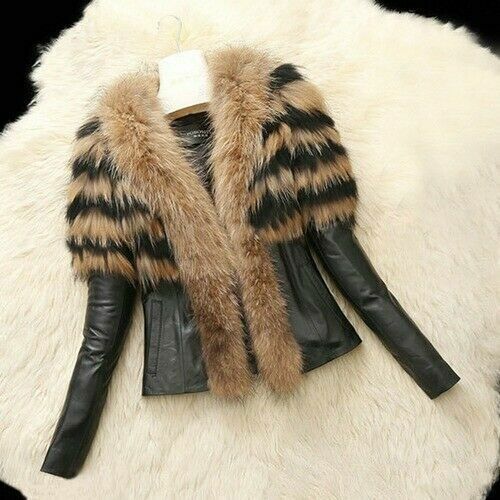 Women's Faux Fur Coat Jacket Women PU Leather Coat Fluffy Coat Jacket ...