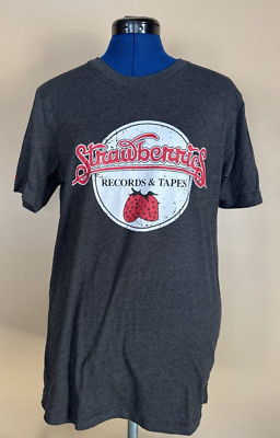 Strawberries Records & Tapes Unisex Retro T-Shirt Medium - Made in USA ...