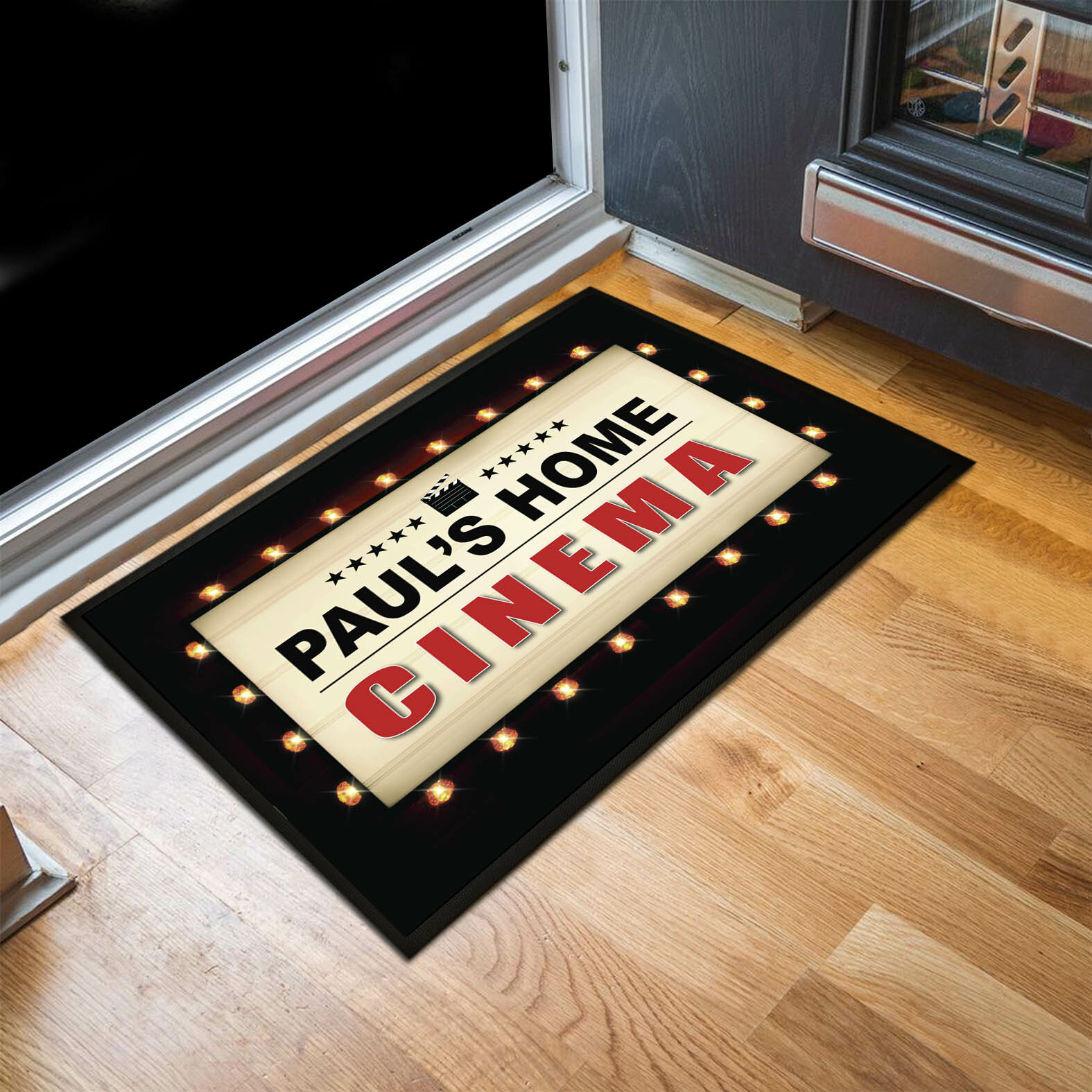 Personalised Cinema Room Mat - Movie Door mat with any name 60 x 40 cm ...
