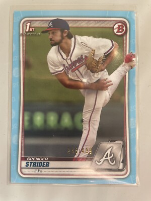 2020 Bowman Draft Spencer Strider Sky Blue Paper /499 Braves 1st Bowman ...