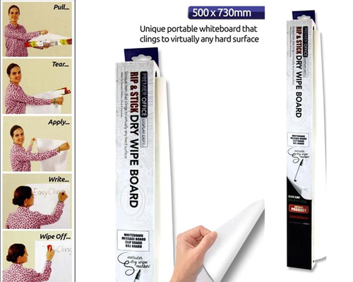 Portable Magic Board Self Stick Cling Roll Dry Wipe Erase Reuse Tear ...