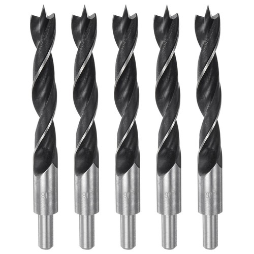 5pcs Brad Point Drill Bits 16mm Dia #45 Steel Round Shank Wood Drilling ...