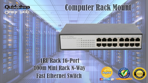 1RU Rack Mount 16 Port Mini Rack Fast Ethernet Switch for Amdex 10 ...