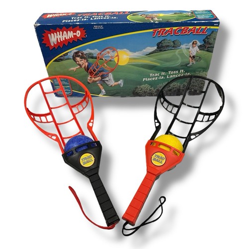Wham-O Trac-Ball Set 2 Balls 2 Racquets Complete In Box Throwing ...