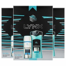 3x Lynx Ice Chill Iced MINT & Lemon Shower GEL Fresh Duo Gift Set for ...