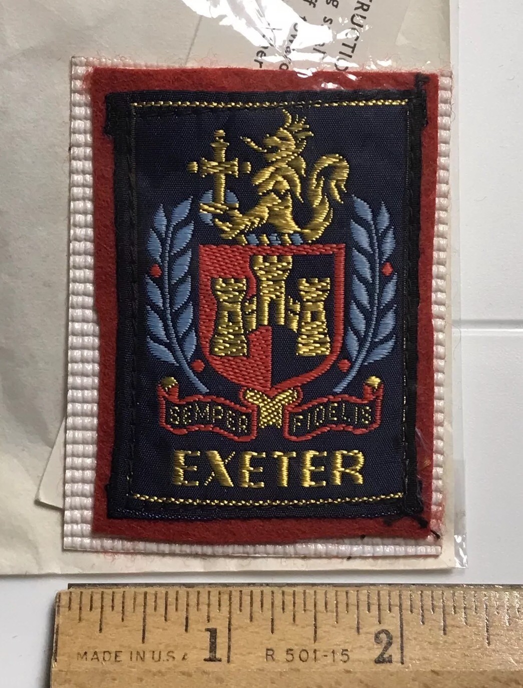 NIP Exeter England Coat of Arms Crest Semper Fidelis UK Souvenir Patch ...