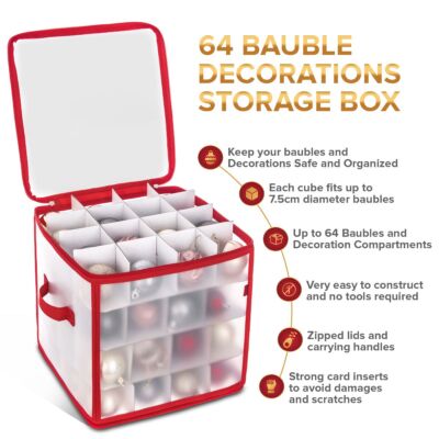 Bauble Storage Box Christmas Xmas Tree Decoration Organiser - 64 ...