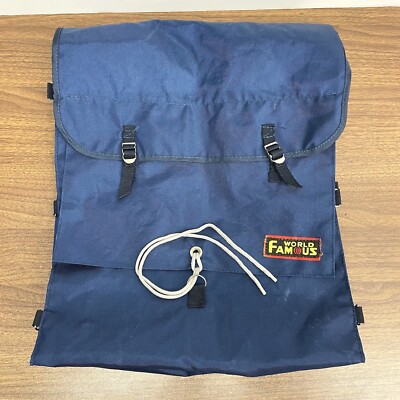 Vintage World Famous Backpack Nylon Hiking Bag Blue 70s 80s Gorpcore ...