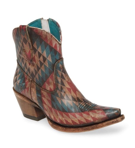 Ariat Circuit Cruz Western Boots Eye Dazzler Aztec 9 bootie teal pink ...