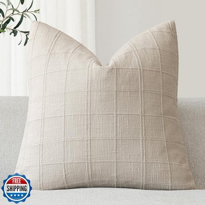 Foindtower Set of 1 Decorative Linen Check Throw Pillow Cover Neu | eBay