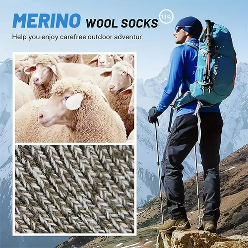 5 Pairs Merino Wool Socks Men Thick Thermal Hiking Cold Weather | eBay