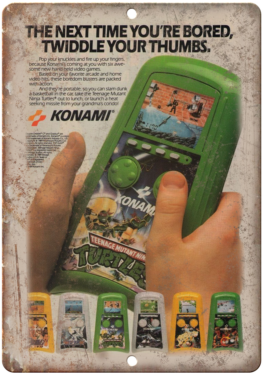 Konami Hand Held Video Game Ninja Turtles 12" x 9" Reproduction Metal ...