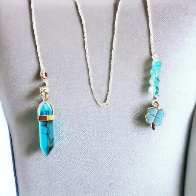 Blue Howlite Dowsing Pendulum with Clover Charm – Divination Tool Ghost ...