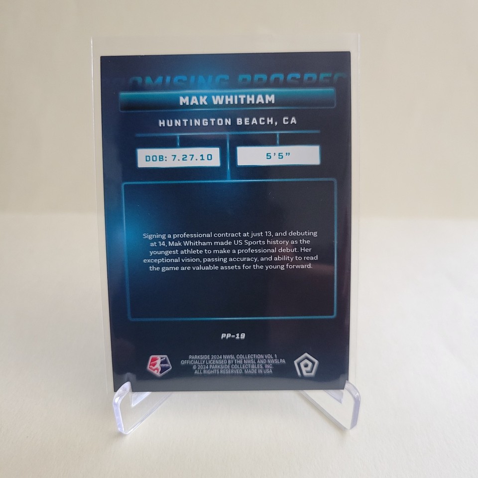 2025 PARKSIDE NWSL VOL 1 MAK WHITHAM PROMISING PROSPECT RED PP-19 SER ...