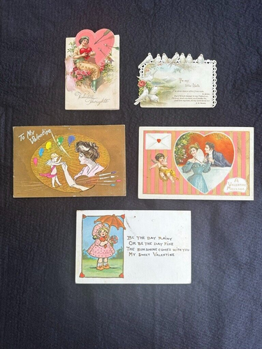 VTG Victorian Valentine's Day Cards 1890s/1900s Lot of 5 Great ...