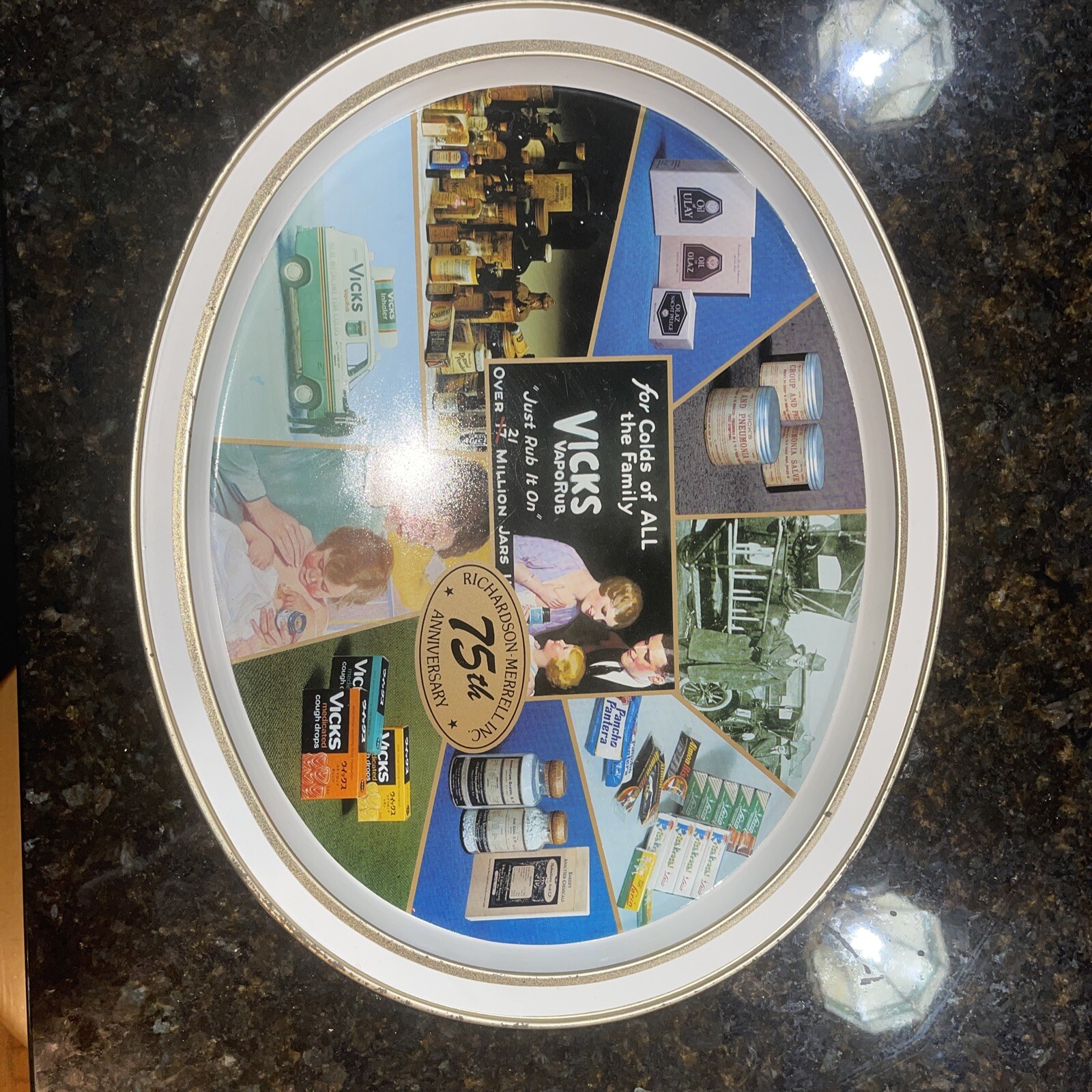 VICK'S VAPORUB VINTAGE ADVERTISING TRAY 75TH ANNIVERSARY MADE IN USA ...