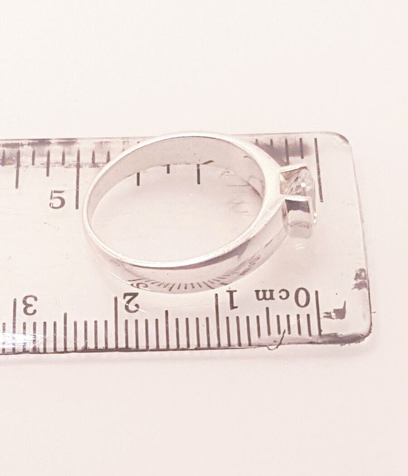 Gorgeous Sparkling White Stone Band Ring 925 Solid Silver Size P~P1/2 ...