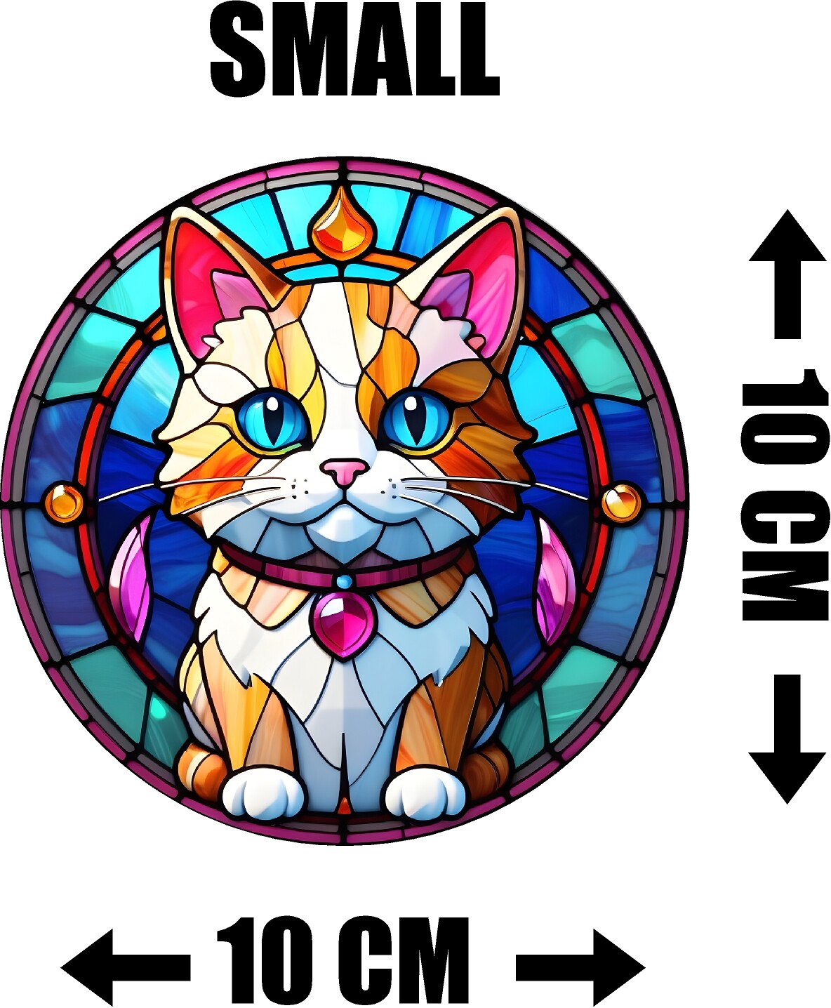 Cat Decorative Stained glass Effect Static cling window Sticker ...