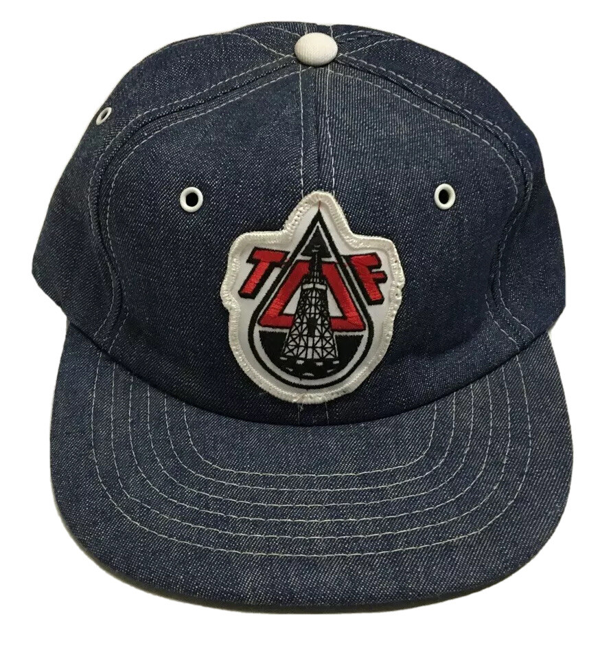 Vtg T Triangle F Denim Patch Trucker Hat Oilfield Oil Gas Cap Petroleum ...