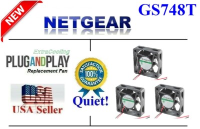 Netgear GS748T Quiet Fan KIT. 3-pcs New Fans for Netgear GS748Tv1h1 ...