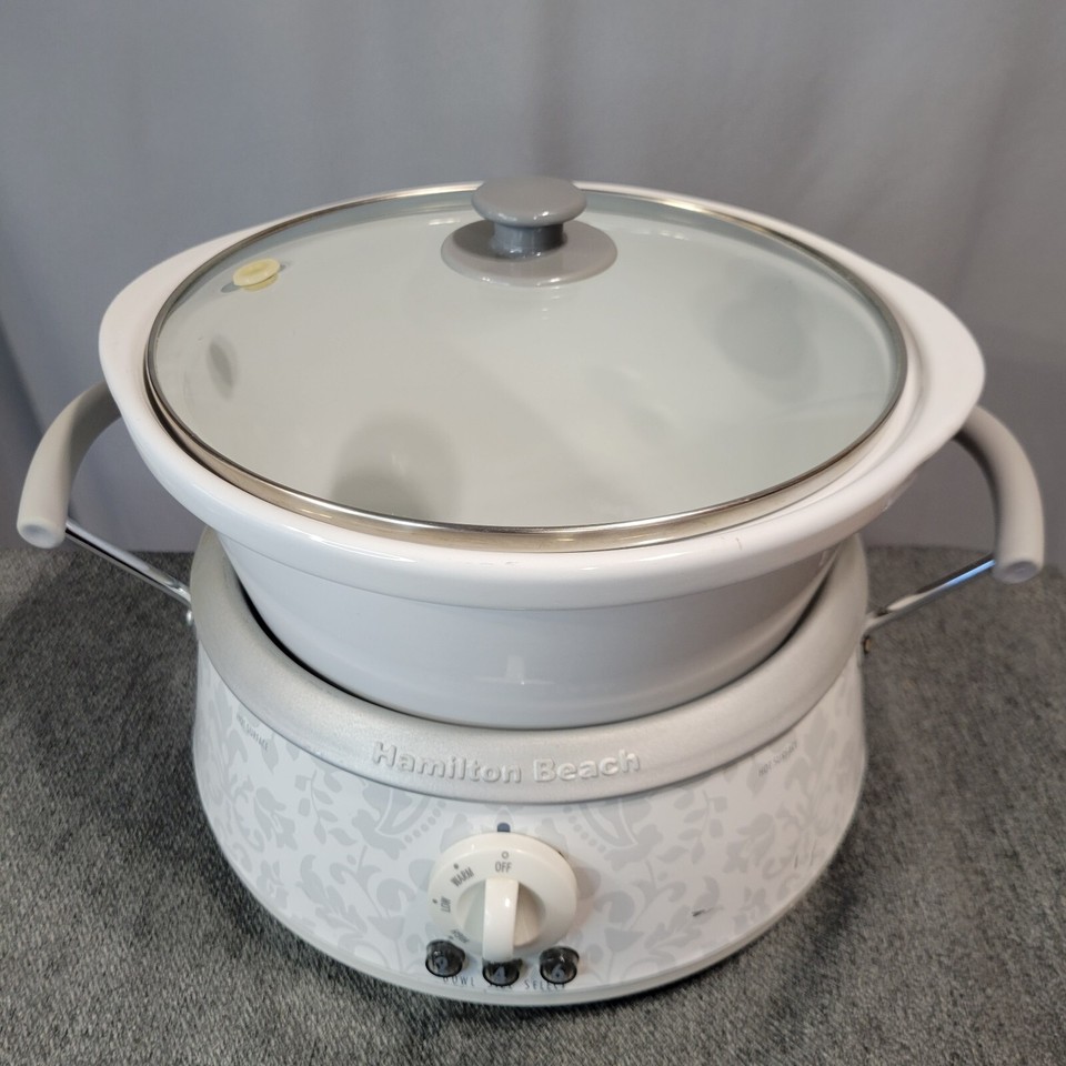 Hamilton Beach 3-in-1 Slow Cooker 33133 White Crock Pots 2, 4, & 6 Qt ...