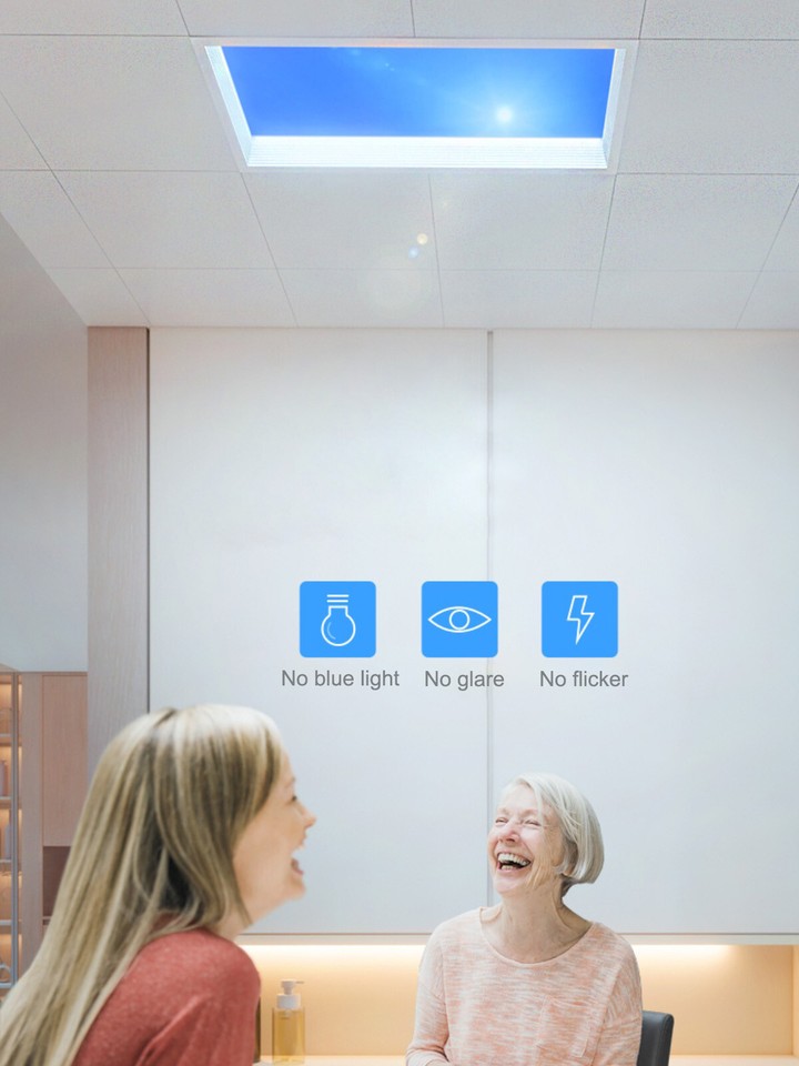 72W Dimmable LED Blue Sky Lamp Panel Ceiling Fixture Roof Natural ...