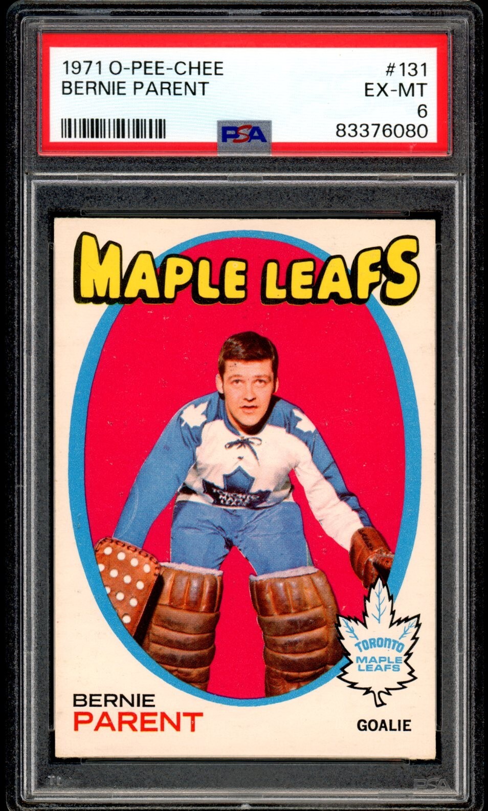 1971-72 OPC O Pee Chee NHL #131 Bernie Parent HOF PSA 6 EX-MT Maple ...