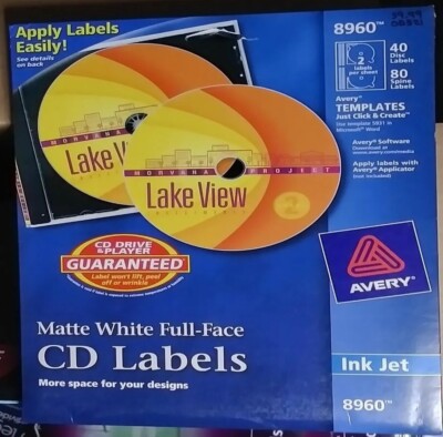 Avery 8960 Matte White Full-Face Ink Jet CD Labels | eBay